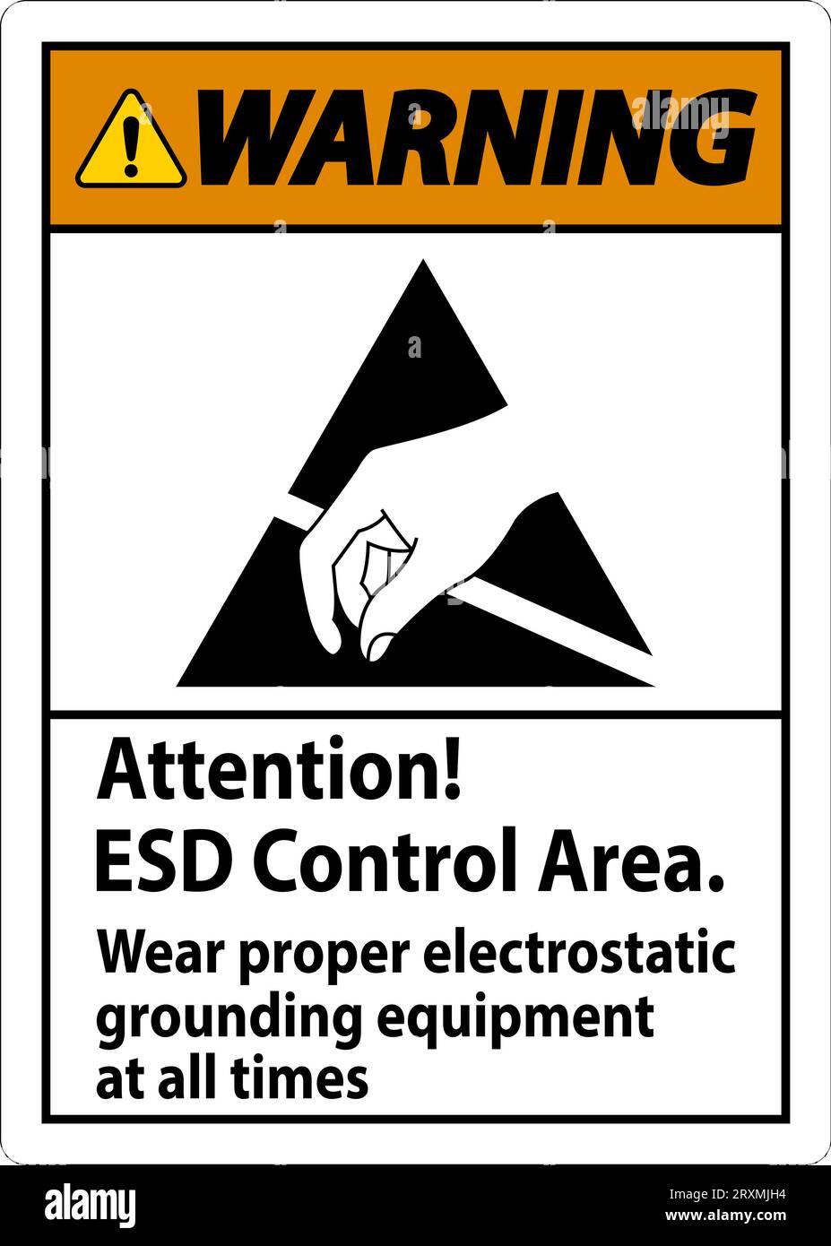 Warning Sign Attention ESD Control Area Wear Proper Electrostatic ...