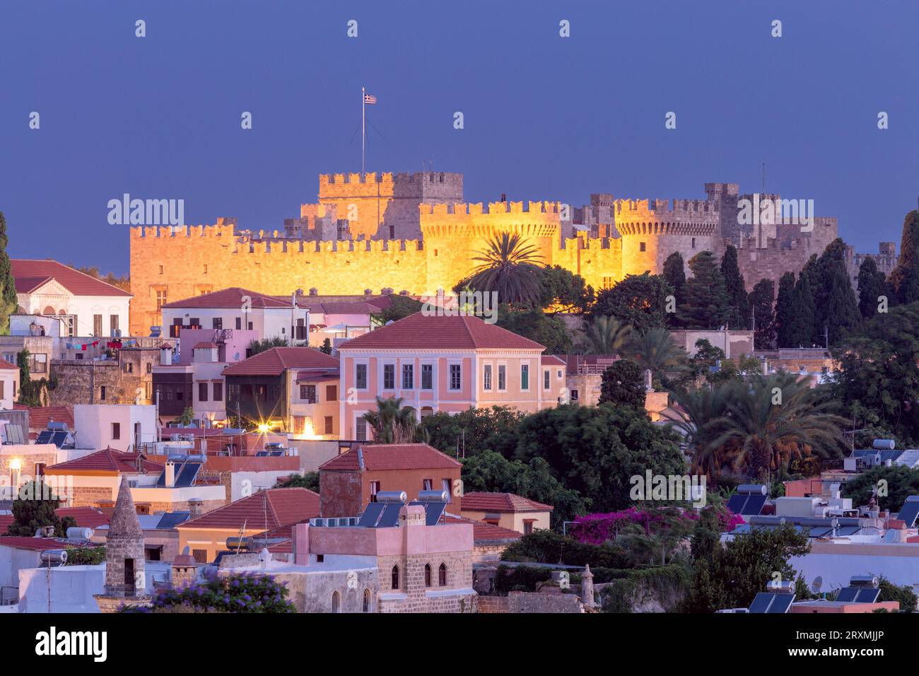Stone towers and walls of old medieval fortifications on the island of ...