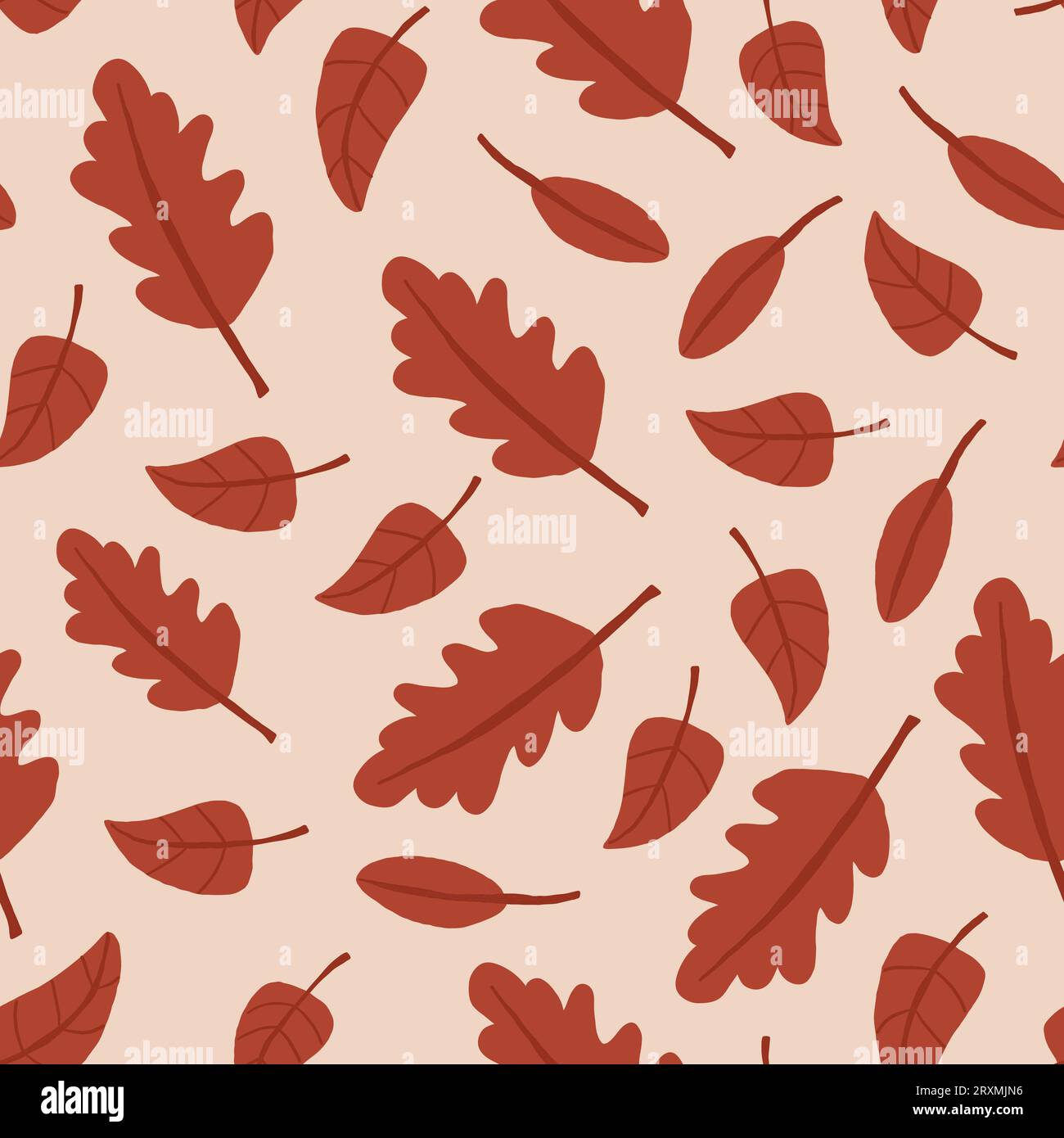 Vector seamless pattern with brown leaves on beige. Autumn nature ...