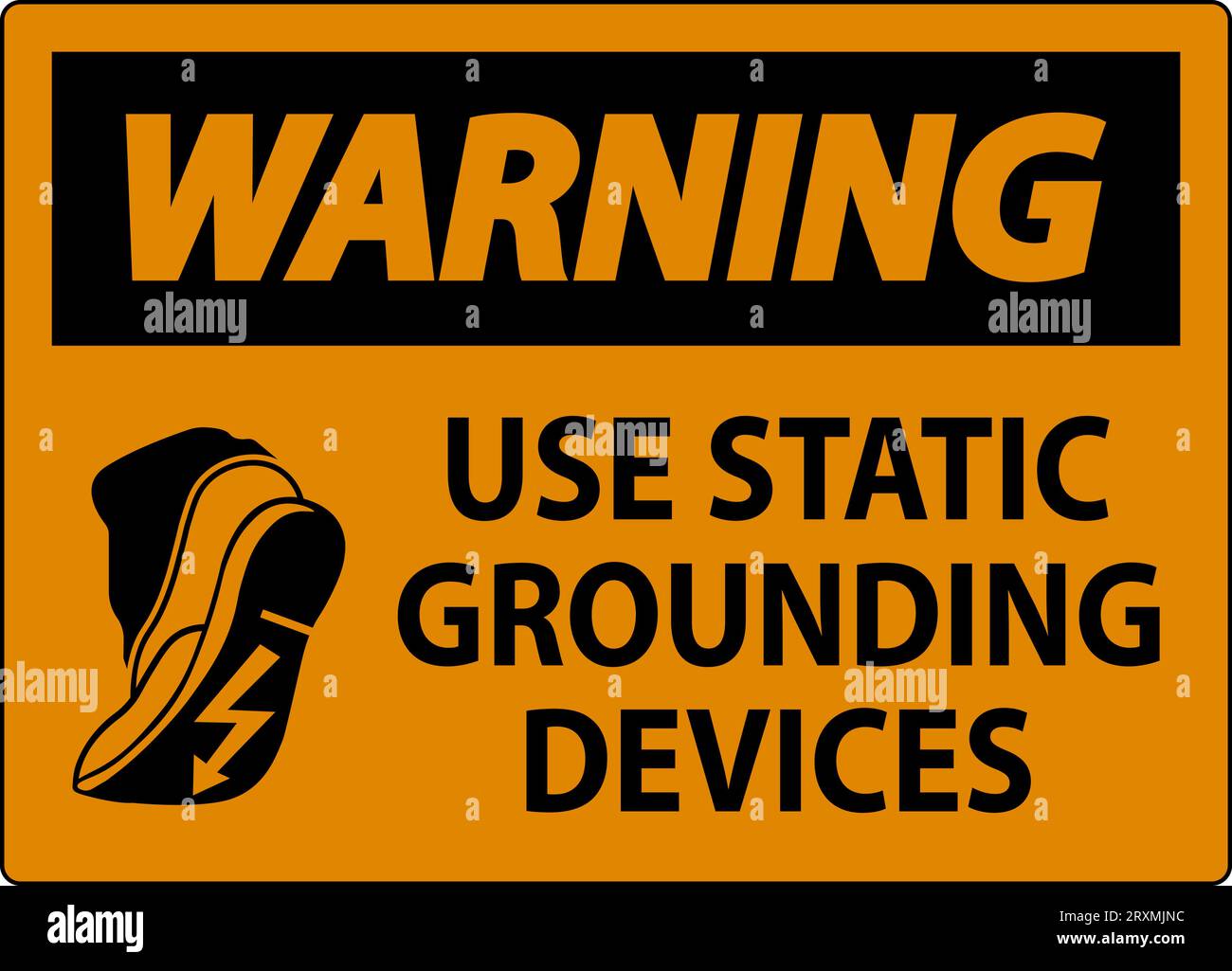 Warning Sign Use Static Grounding Devices Stock Vector Image & Art - Alamy
