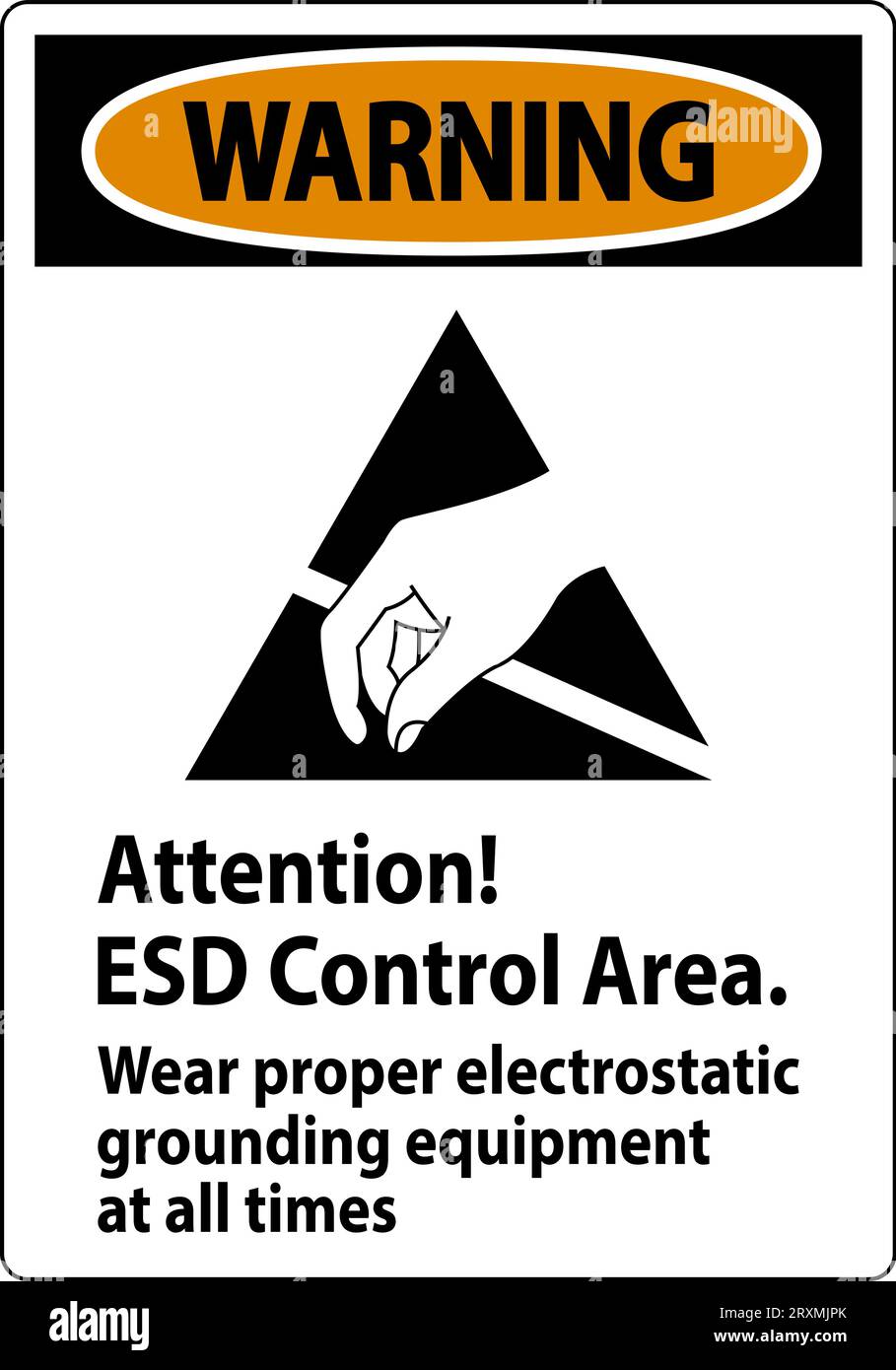 Warning Sign Attention ESD Control Area Wear Proper Electrostatic ...
