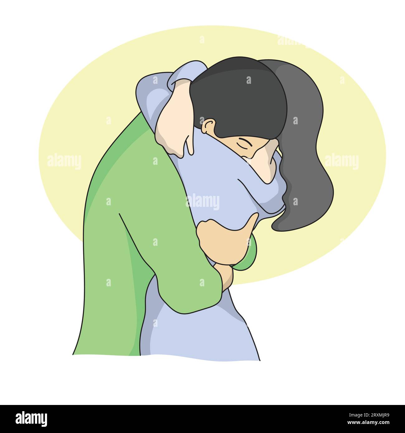 closeup love couple hugging illustration vector hand drawn isolated on white background Stock ...