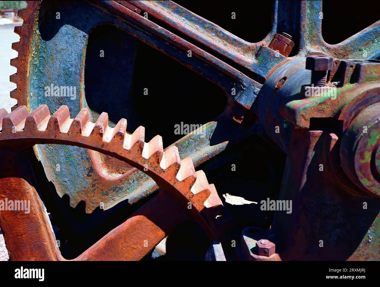 Film image of Abandoned Rusty mining iron wheel with teeth and gears ...