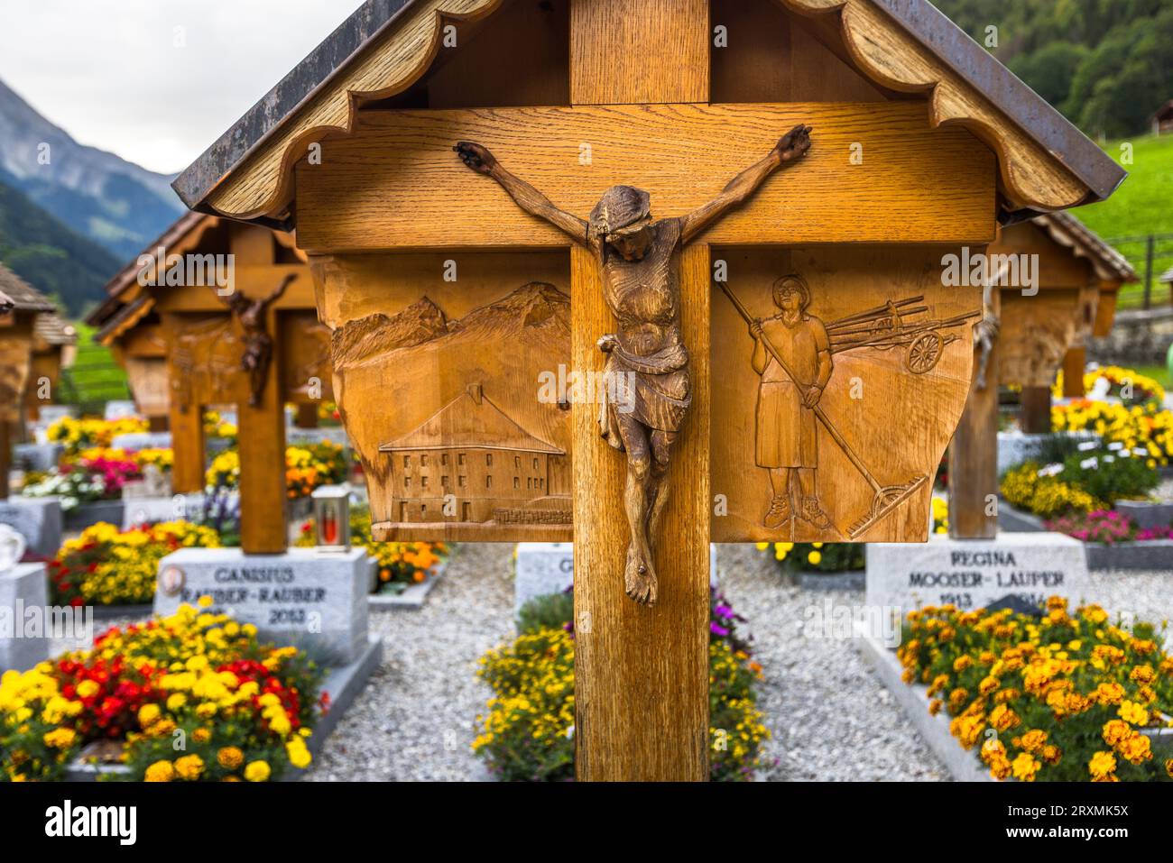 In the cemetery behind the church of St. Stephen in Jaun, all ...