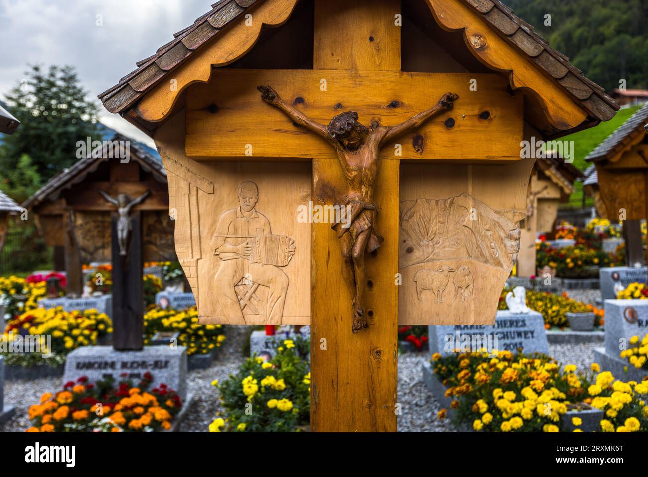 In the cemetery behind the church of St. Stephen in Jaun, all ...