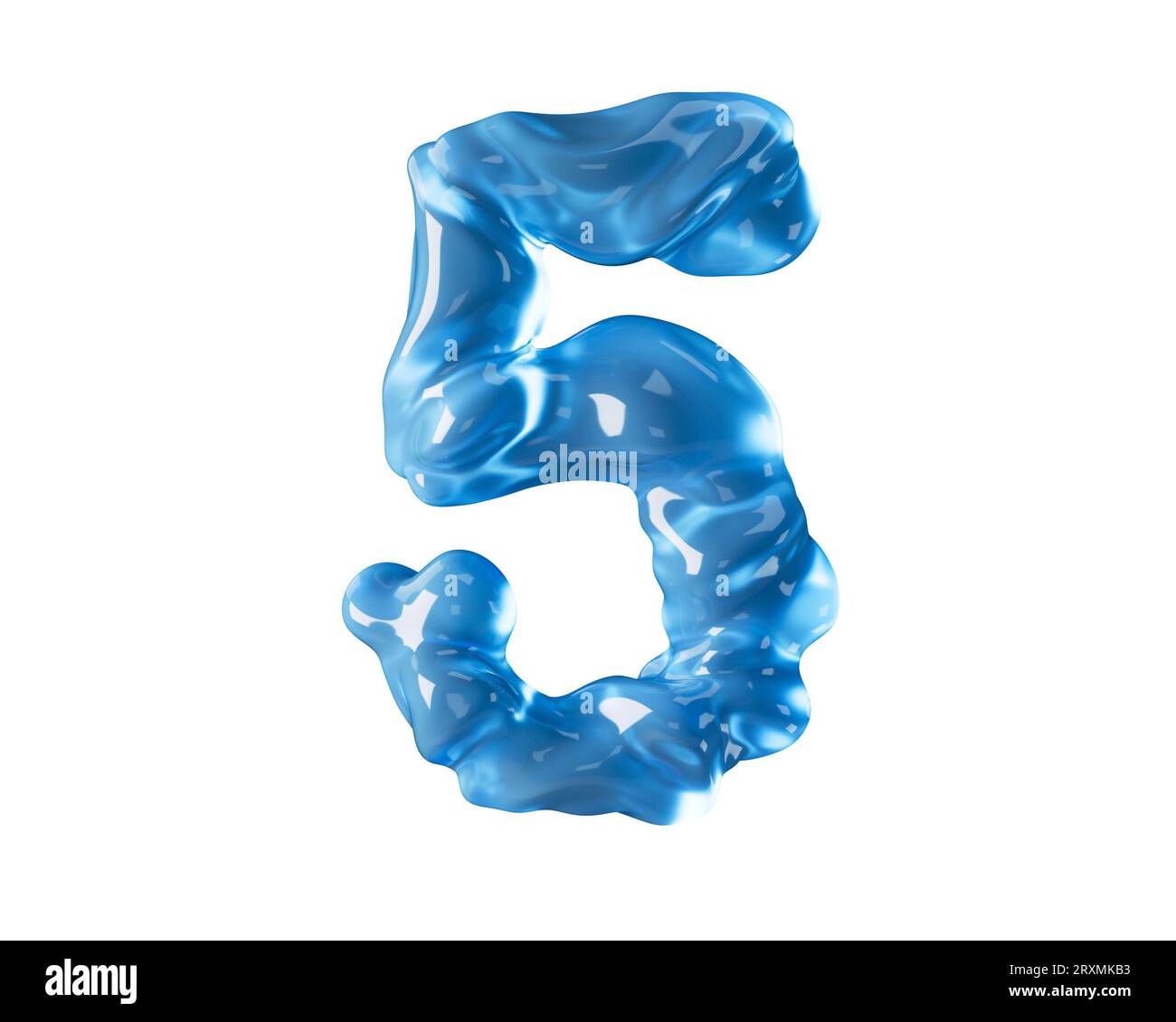 Digit made of blue water like wavy liquid. 3d illustration of red ...