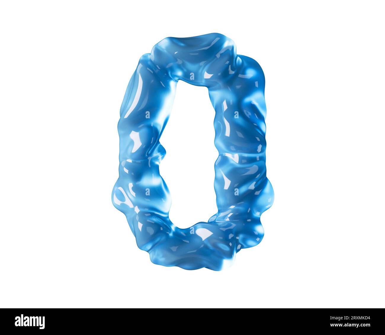 Digit made of blue water like wavy liquid. 3d illustration of red ...