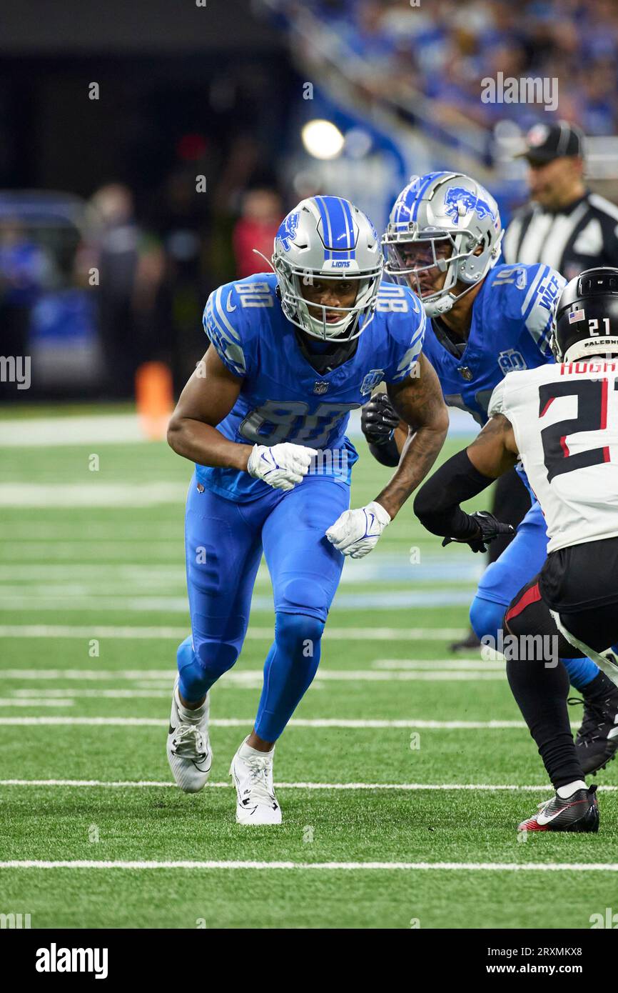 Detroit Lions wide receiver Antoine Green (80) runs a route on offense ...