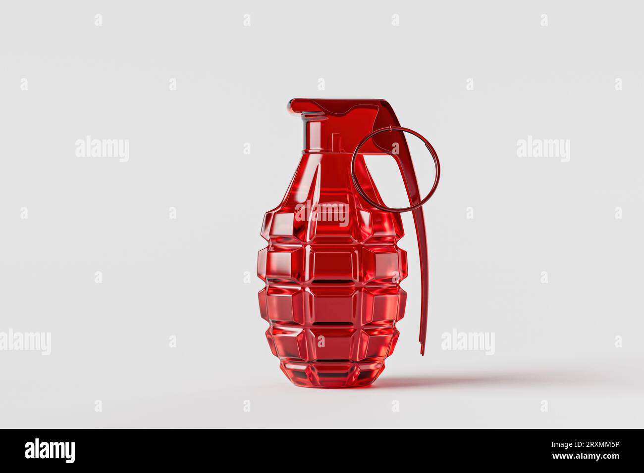 Isolated ruby hand grenade with white background. 3D illustration of ...
