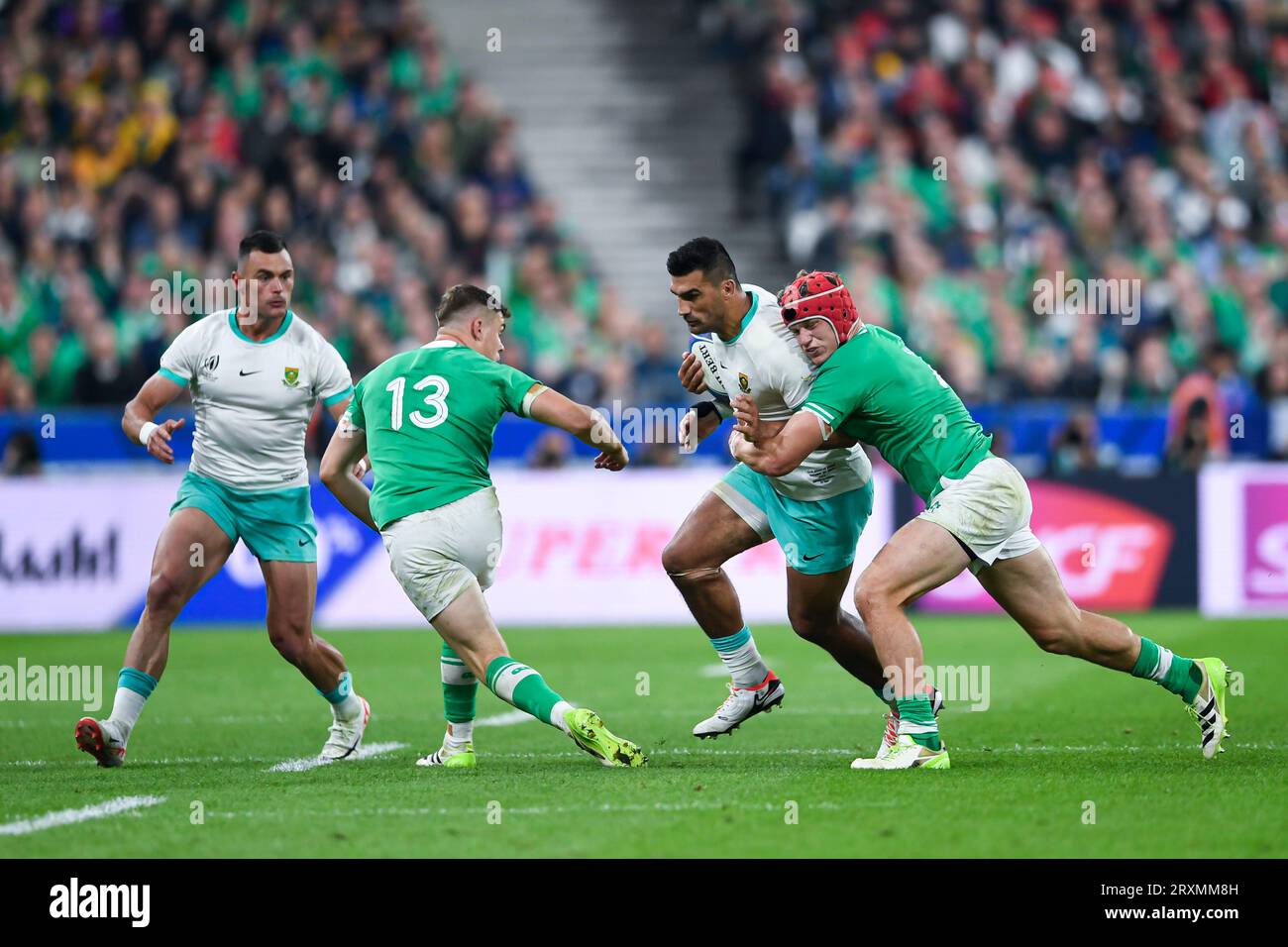 Paris, France. 23rd Sep, 2023. Damian de Allende and RSA players during the World Cup RWC 2023 ...