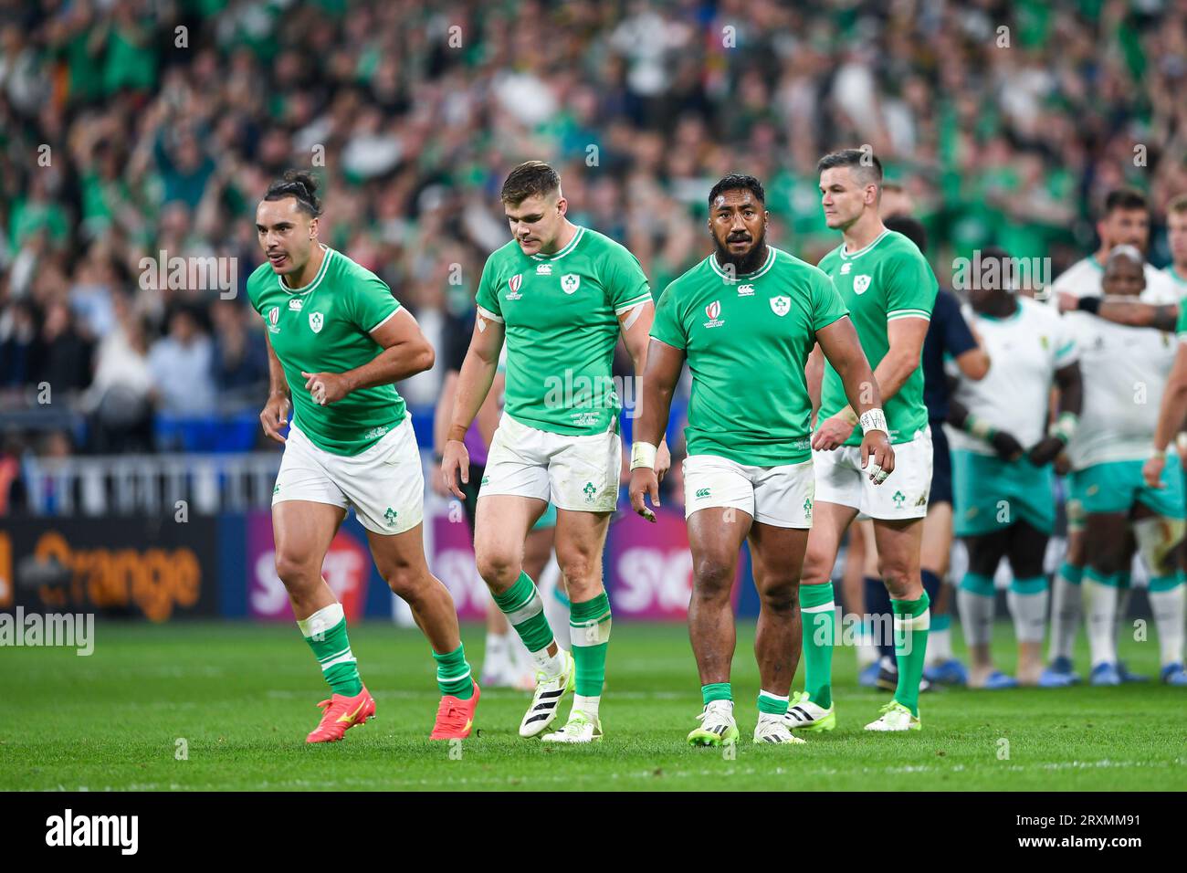 Paris, France. 23rd Sep, 2023. James Lowe Bundellu Bundee Aki Garry ...