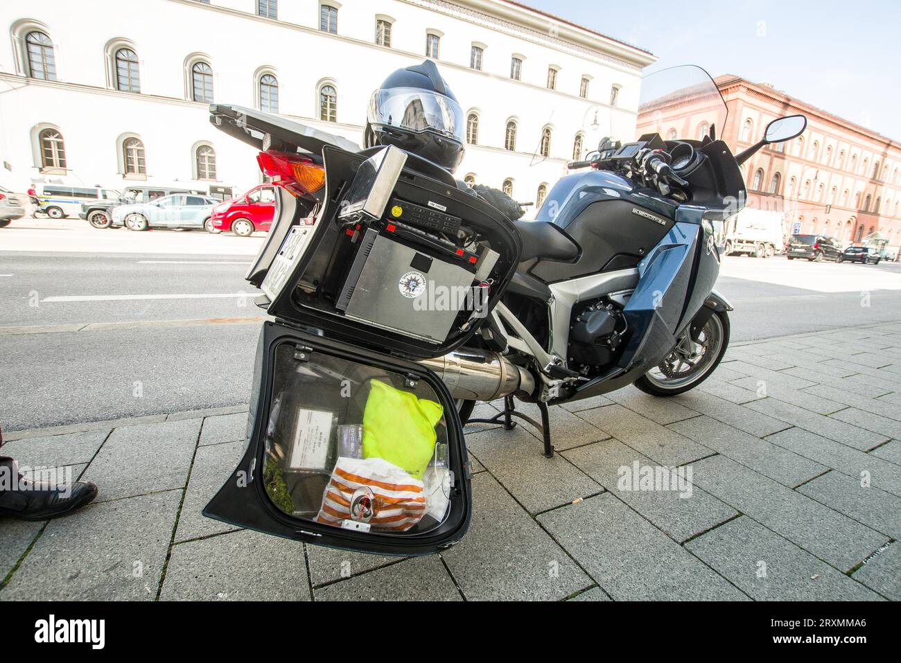 Munich, Bavaria, Germany. 26th Sep, 2023. A police officer operates the ...