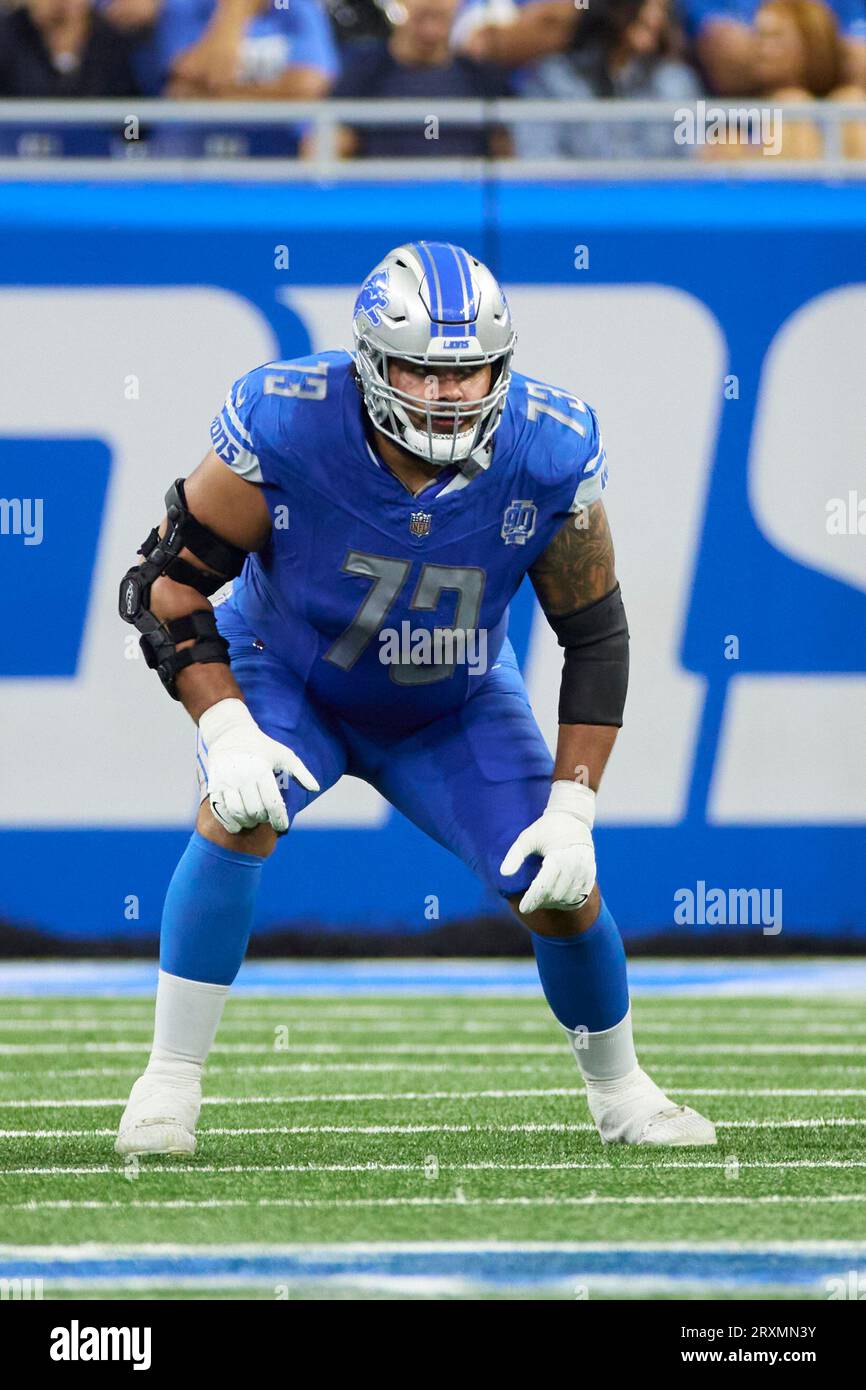 Detroit Lions guard Jonah Jackson (73) blocks against the Atlanta ...