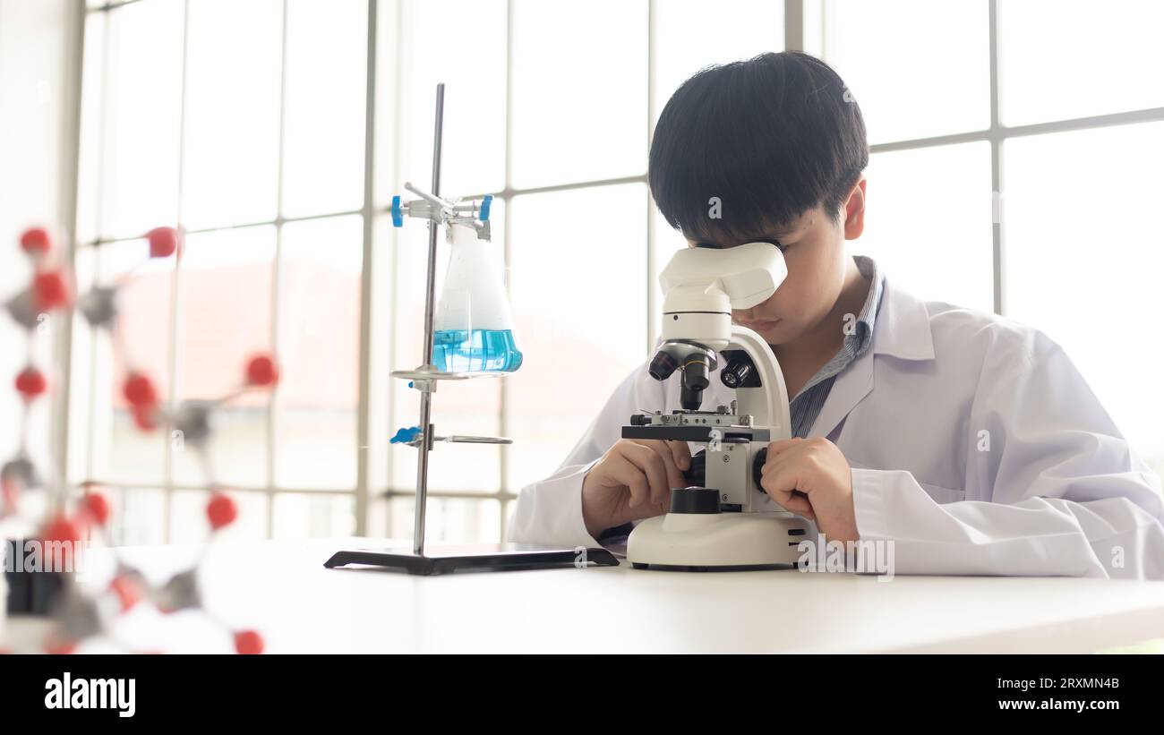 Children scientist learning on biology and chemistry in the laboratory ...