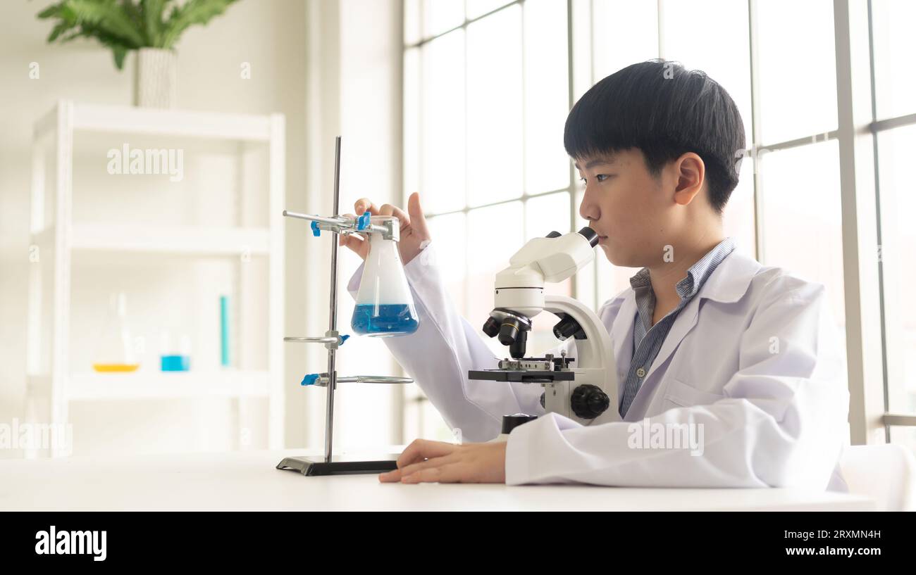 Children scientist learning on biology and chemistry in the laboratory ...