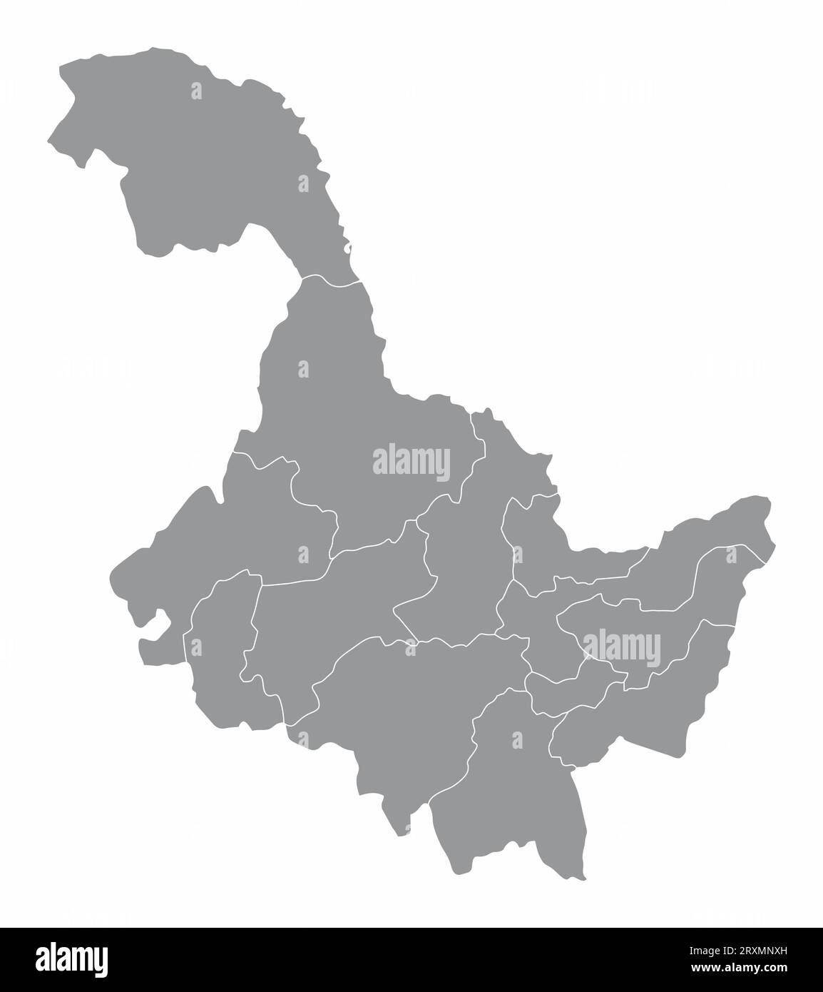 Heilongjiang Province administrative map isolated on white background ...