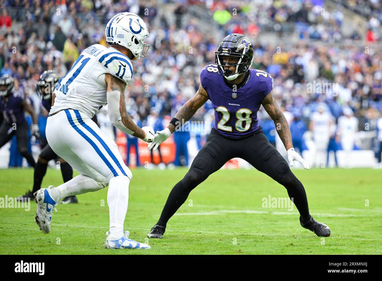 Baltimore Ravens cornerback Ronald Darby (28) in action against ...
