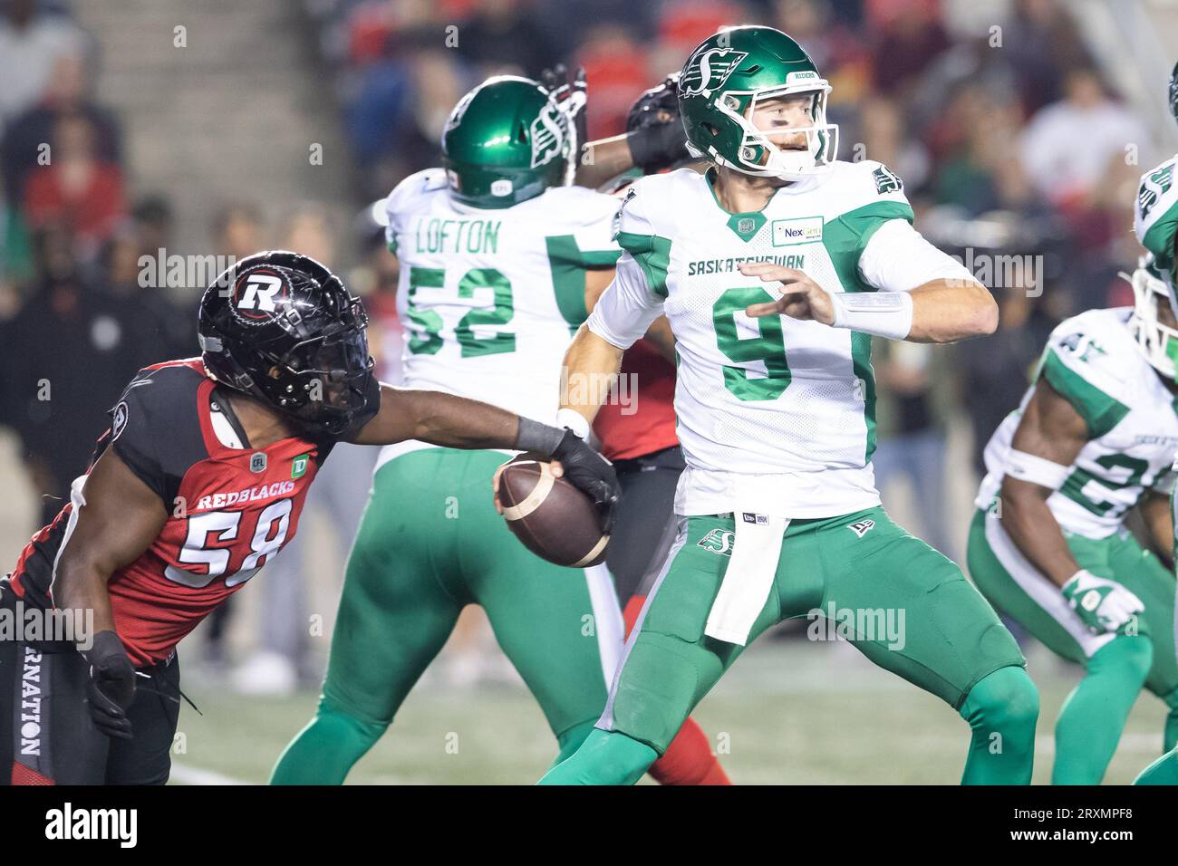 Ottawa, Canada. 22nd Sep, 2023. September 22, 2023: Ottawa Redblacks defensive lineman Bryce ...