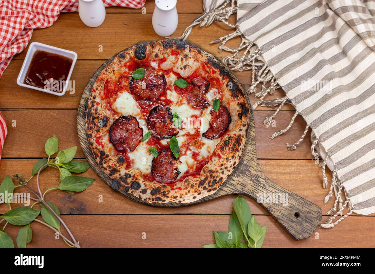 Neapolitan pizza - Napoli pizza, Naples pizza (Italian pizza napoletana) - straight from a wood ...