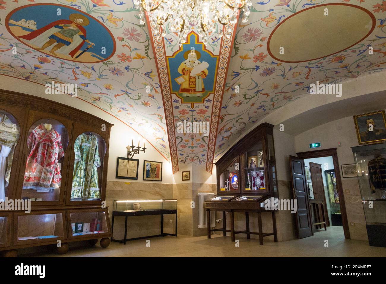 Displays in the basement museum in the crypt of St Nicholas Orthodox ...