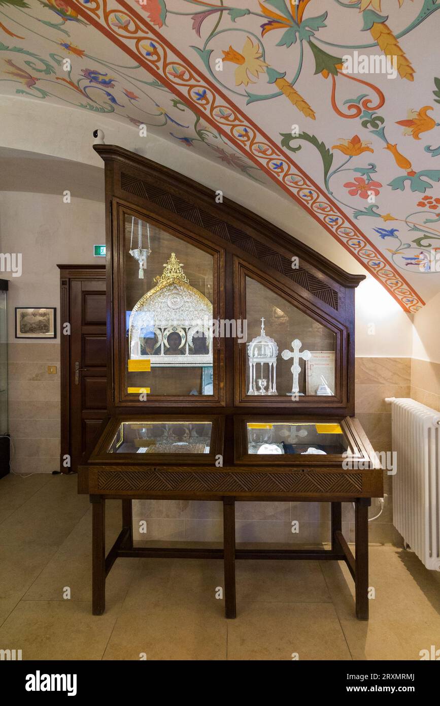 Displays in the basement museum in the crypt of St Nicholas Orthodox ...