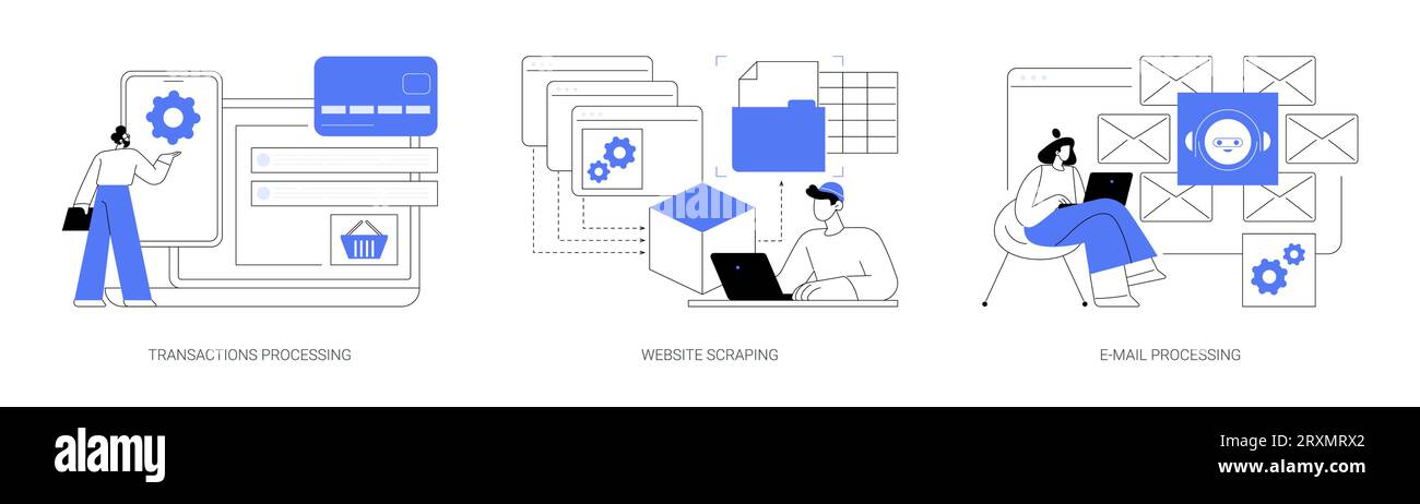 Business processes automation isolated cartoon vector illustrations se ...