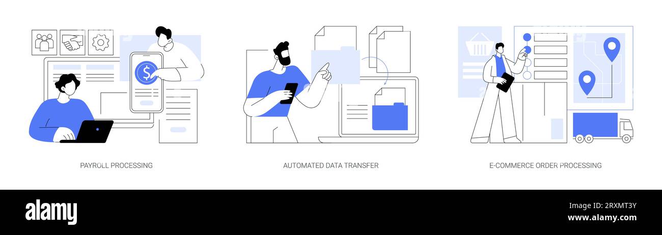 Automated business processes isolated cartoon vector illustrations se ...