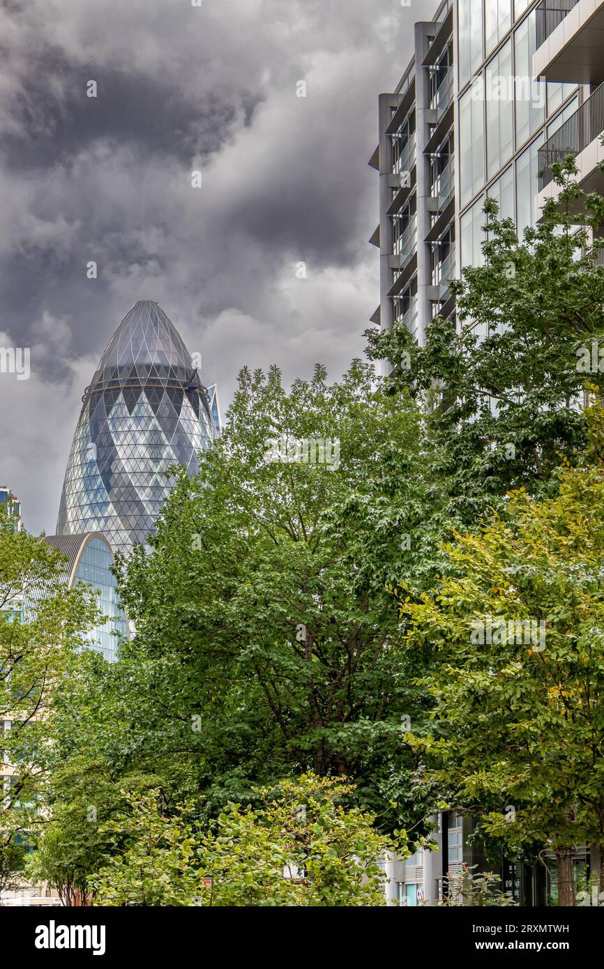 Stormy skies above the gherkin hi-res stock photography and images - Alamy