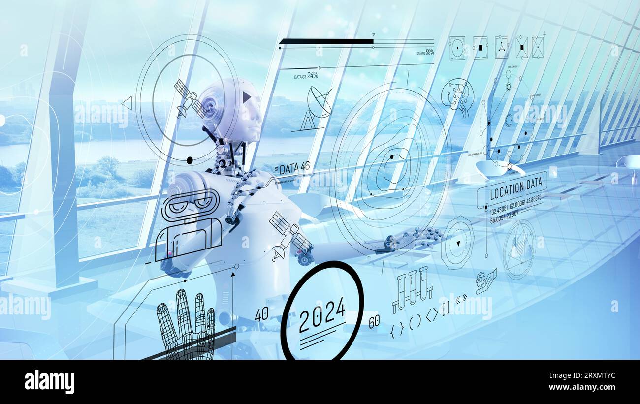 Artificial intelligence works with satellite data Stock Photo - Alamy