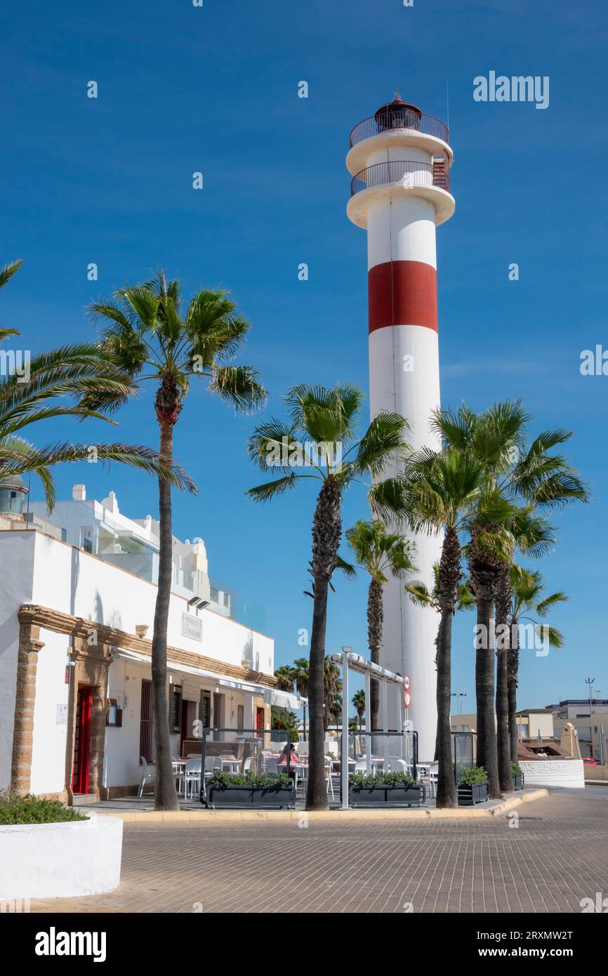 Rota, Cadiz, Spain - September 23, 2023: View of the lighthouse of Rota ...
