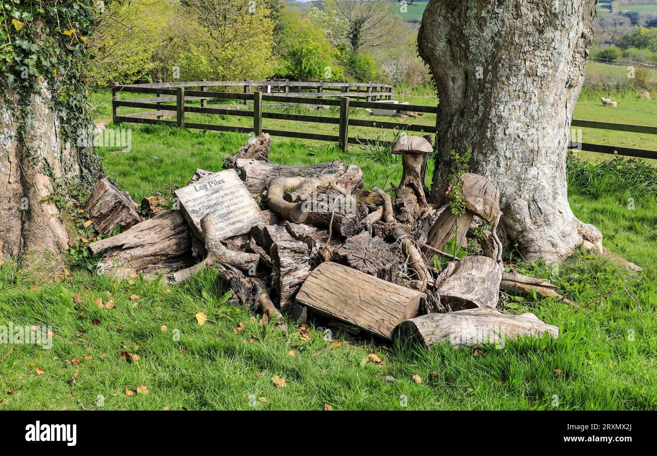 Log piles at the Lost Gardens of Heligan, Pentewan, St.Austell ...