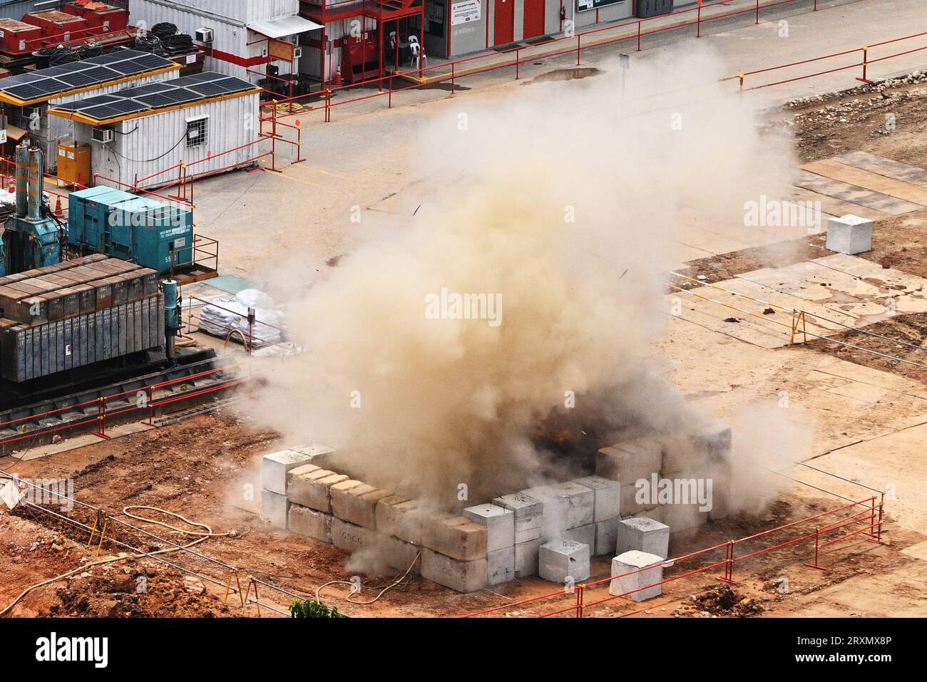 Singapore. 26th Sep, 2023. Smoke rises as a 100-kilogram World War II ...