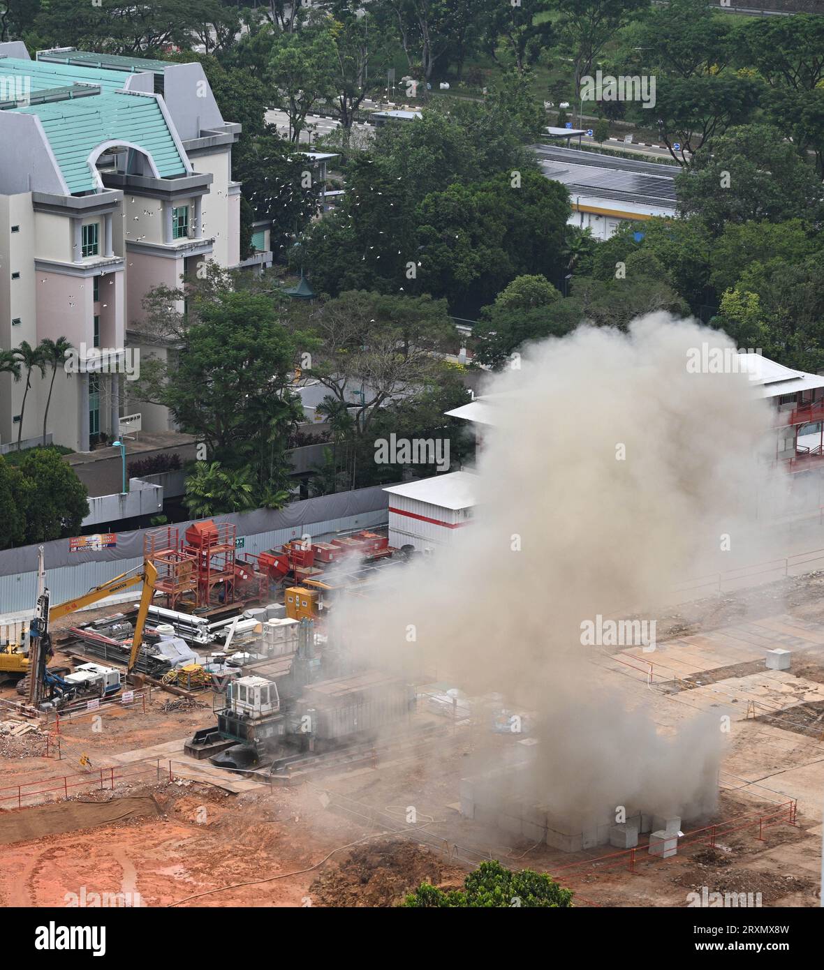 Singapore. 26th Sep, 2023. Smoke rises as a 100-kilogram World War II ...