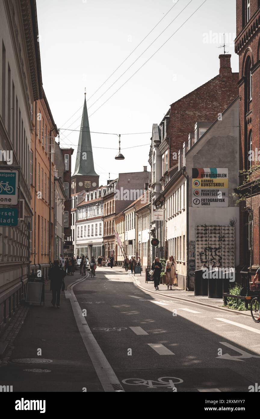 City Centre of Aarhus Denmark with church Tower in the background ...