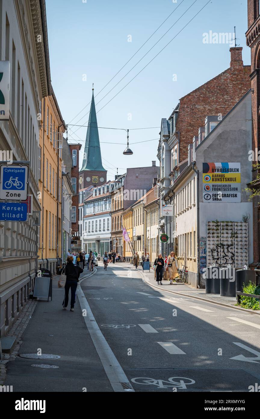 City Centre of Aarhus Denmark with church Tower in the background ...