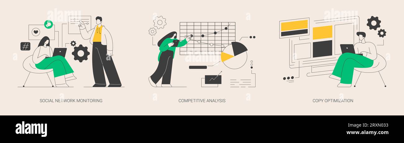 Social media analysis abstract concept vector illustrations Stock ...