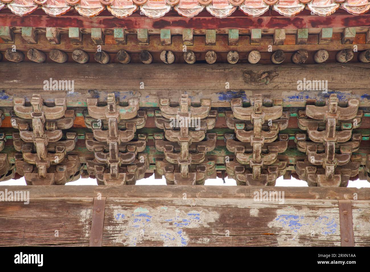 The wooden carving structure of the gate tower is located in the ...