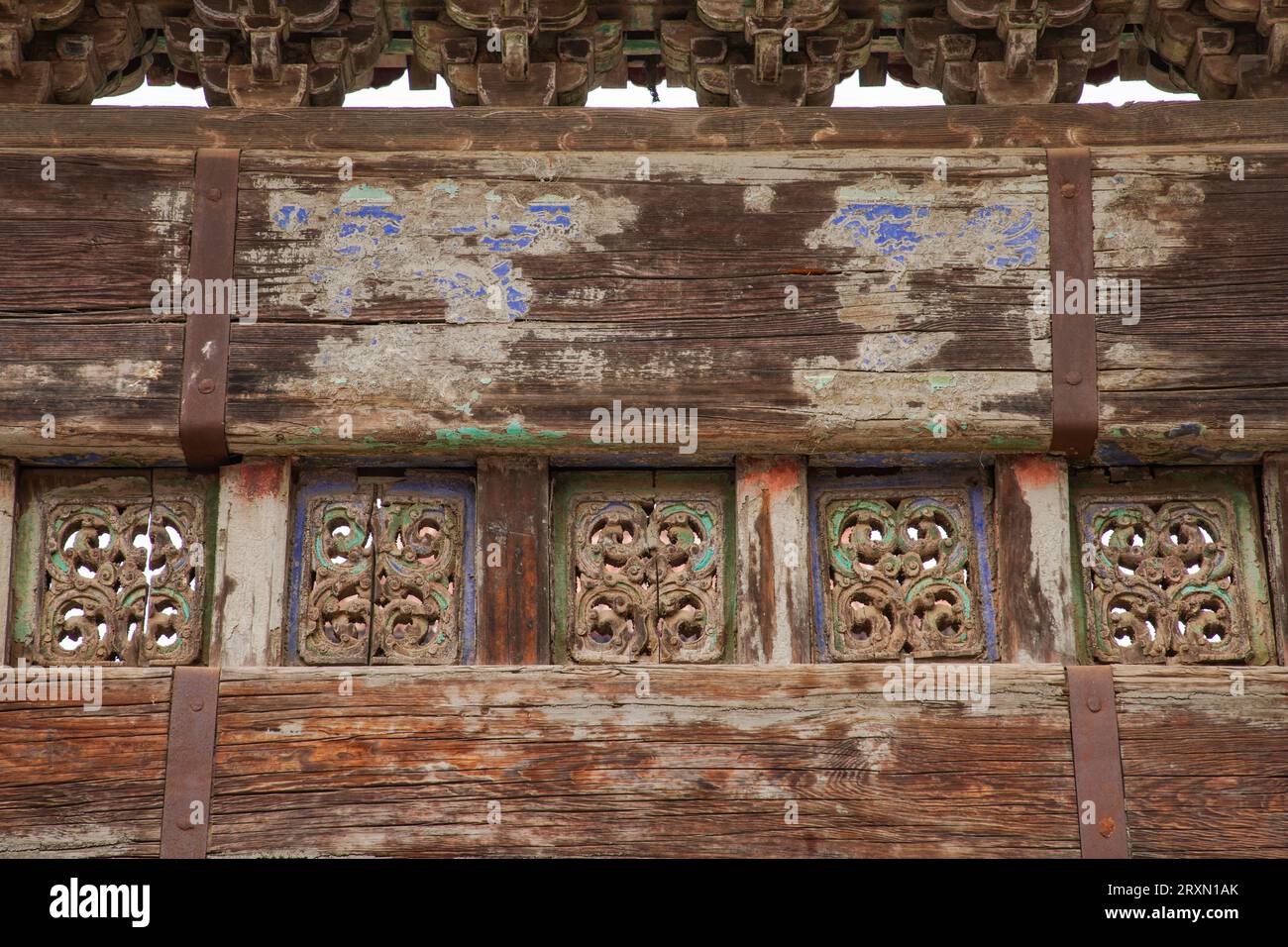 The wooden carving structure of the gate tower is located in the ...