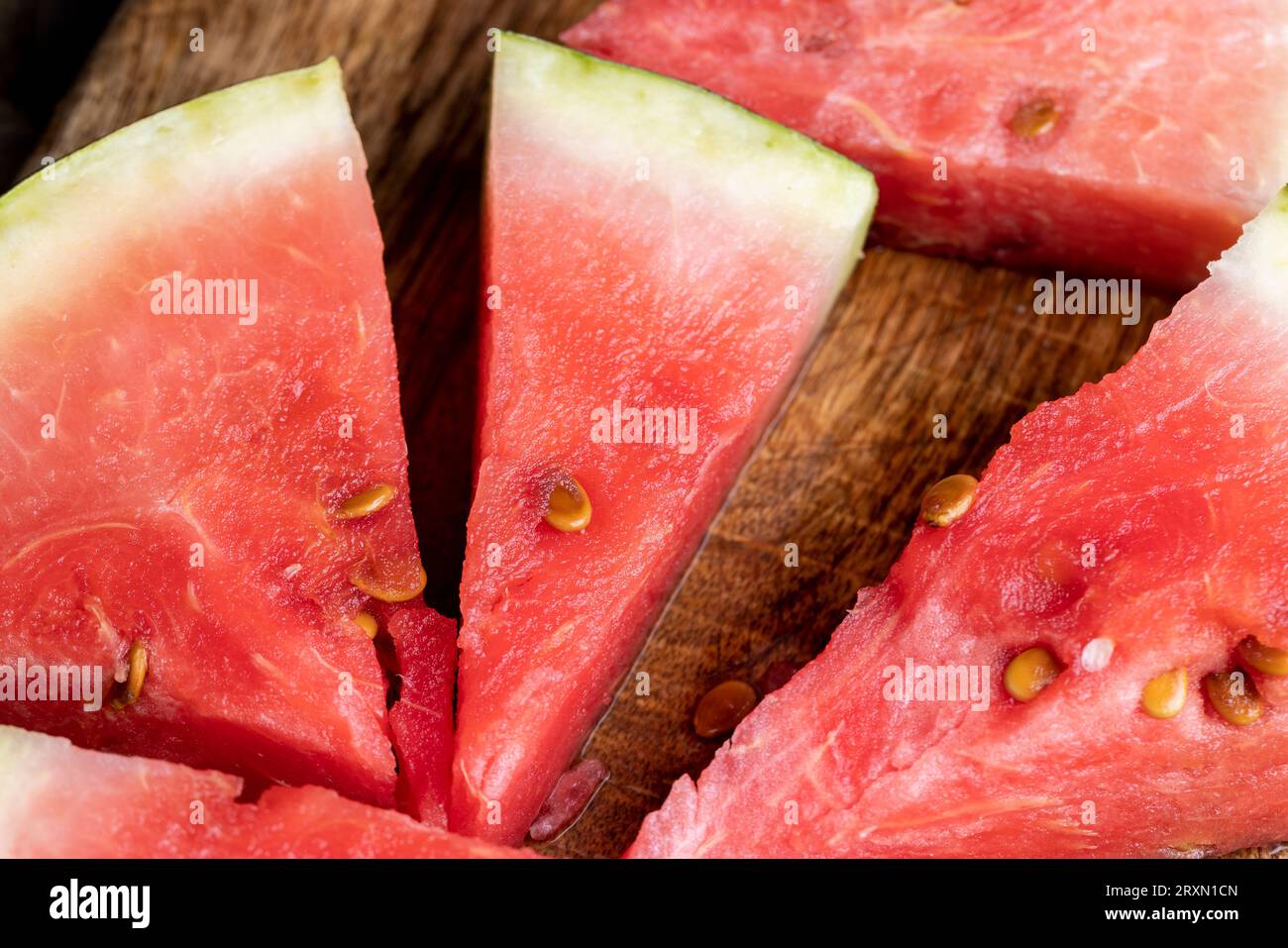Ripe red watermelon cut into pieces, juicy red watermelon pulp of red ...