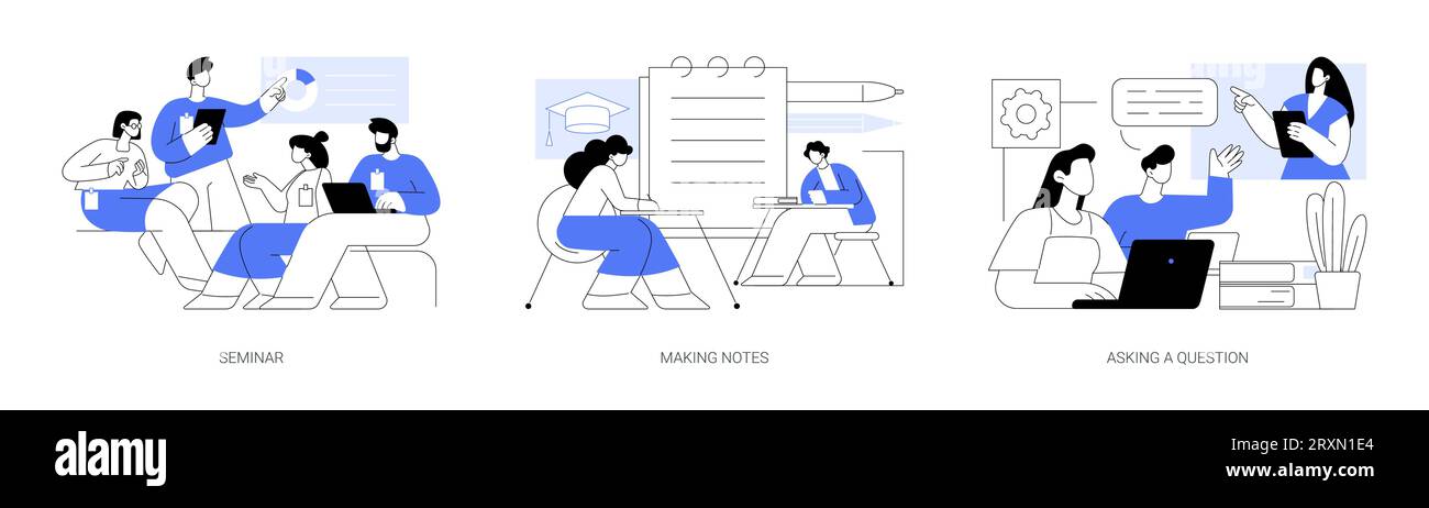 Classes in a college isolated cartoon vector illustrations se Stock ...