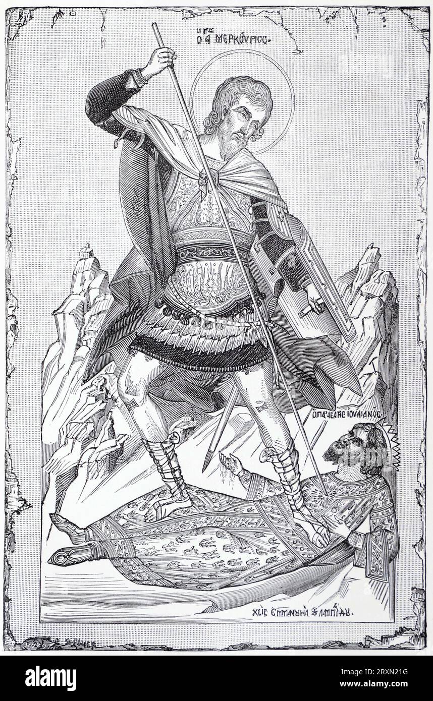 The Vision of Saint Basil. The Martyr of Caesarea, St Mercury, is sent ...