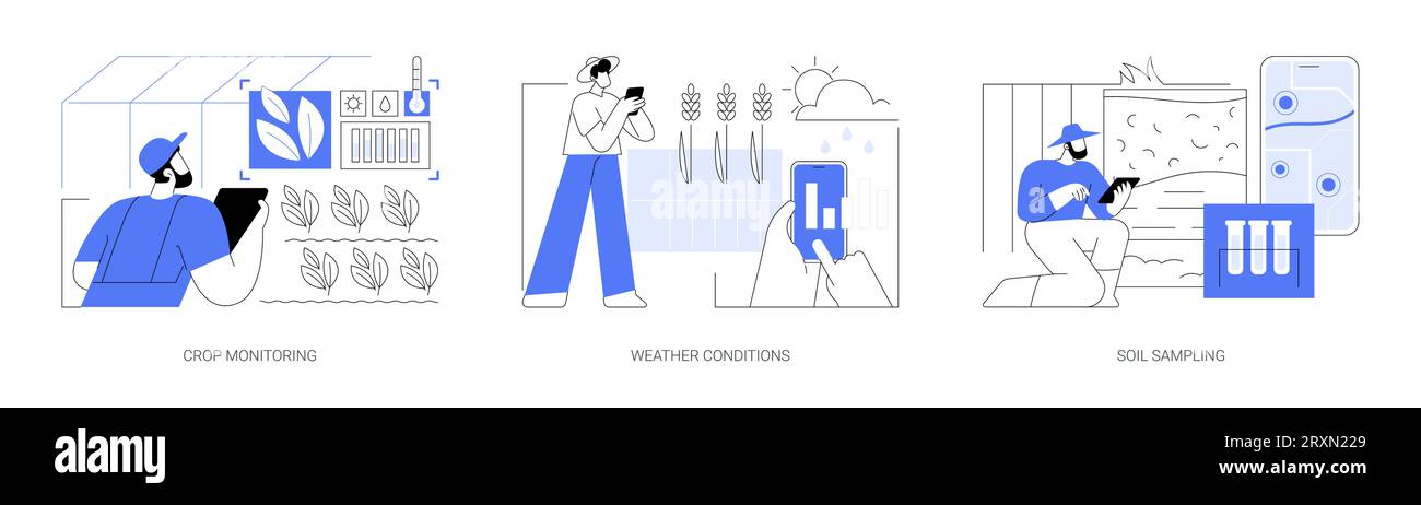 Sensors use in agriculture isolated cartoon vector illustrations se ...