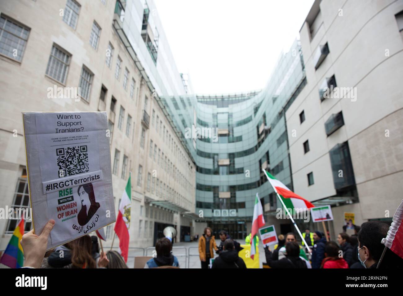 Participants gather during a protest against the current regime in Iran ...
