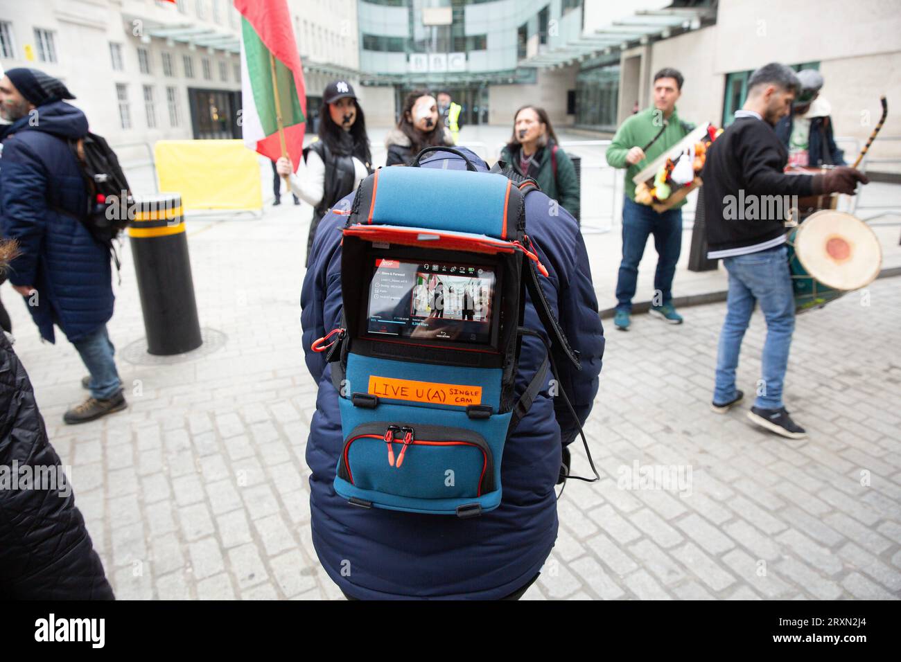 Participants gather during a protest against the current regime in Iran ...