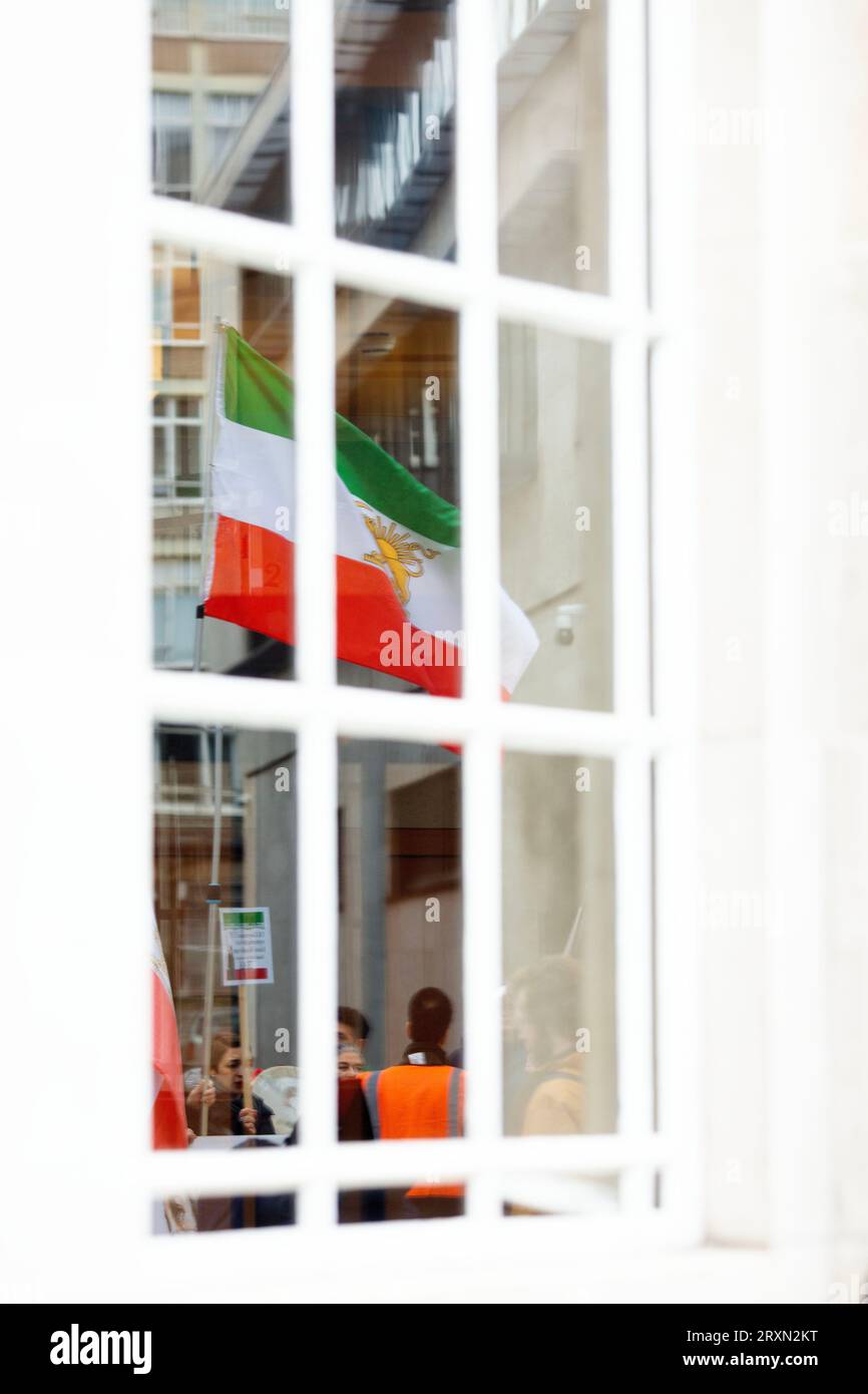 Participants gather during a protest against the current regime in Iran ...