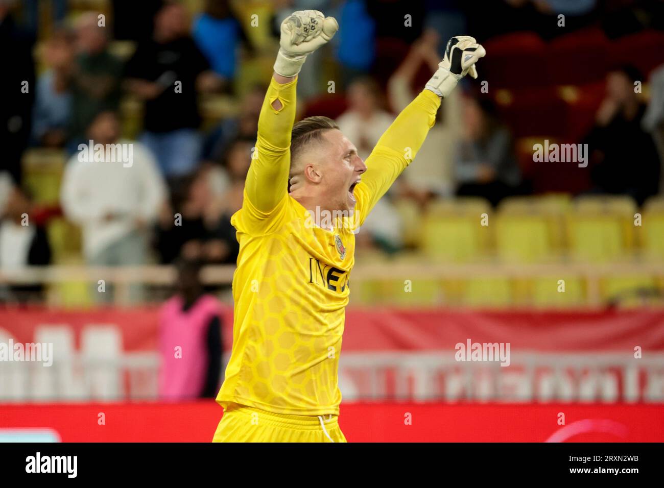 Nice goalkeeper Marcin Bulka celebrates the goal of Nice during the ...