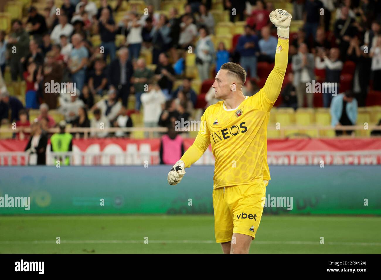 Nice goalkeeper Marcin Bulka celebrates the goal of Nice during the ...