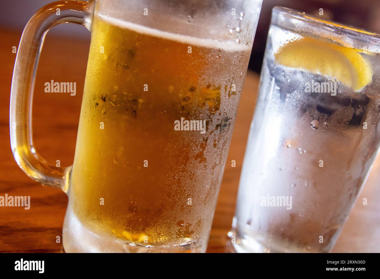 Light beer and water with condensation Stock Photo - Alamy
