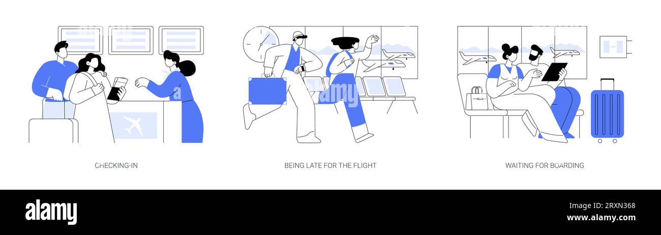Traveling by plane isolated cartoon vector illustrations se Stock ...