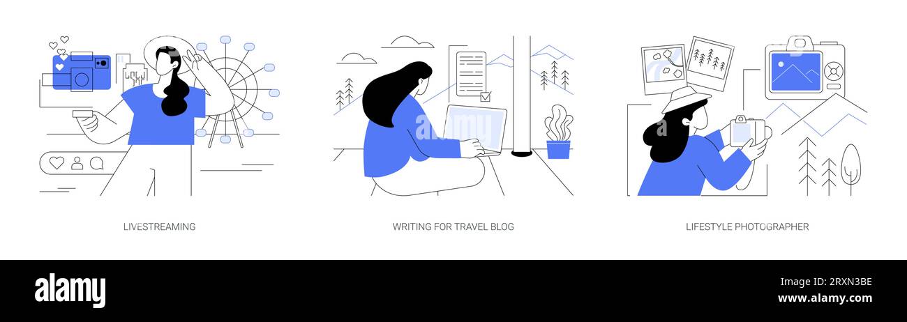 Travel blogger isolated cartoon vector illustrations se Stock Vector ...